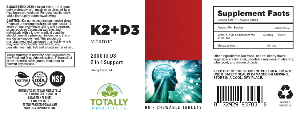VITAMIN D-3 with K-2 Immune Support (90 chewable tablets)