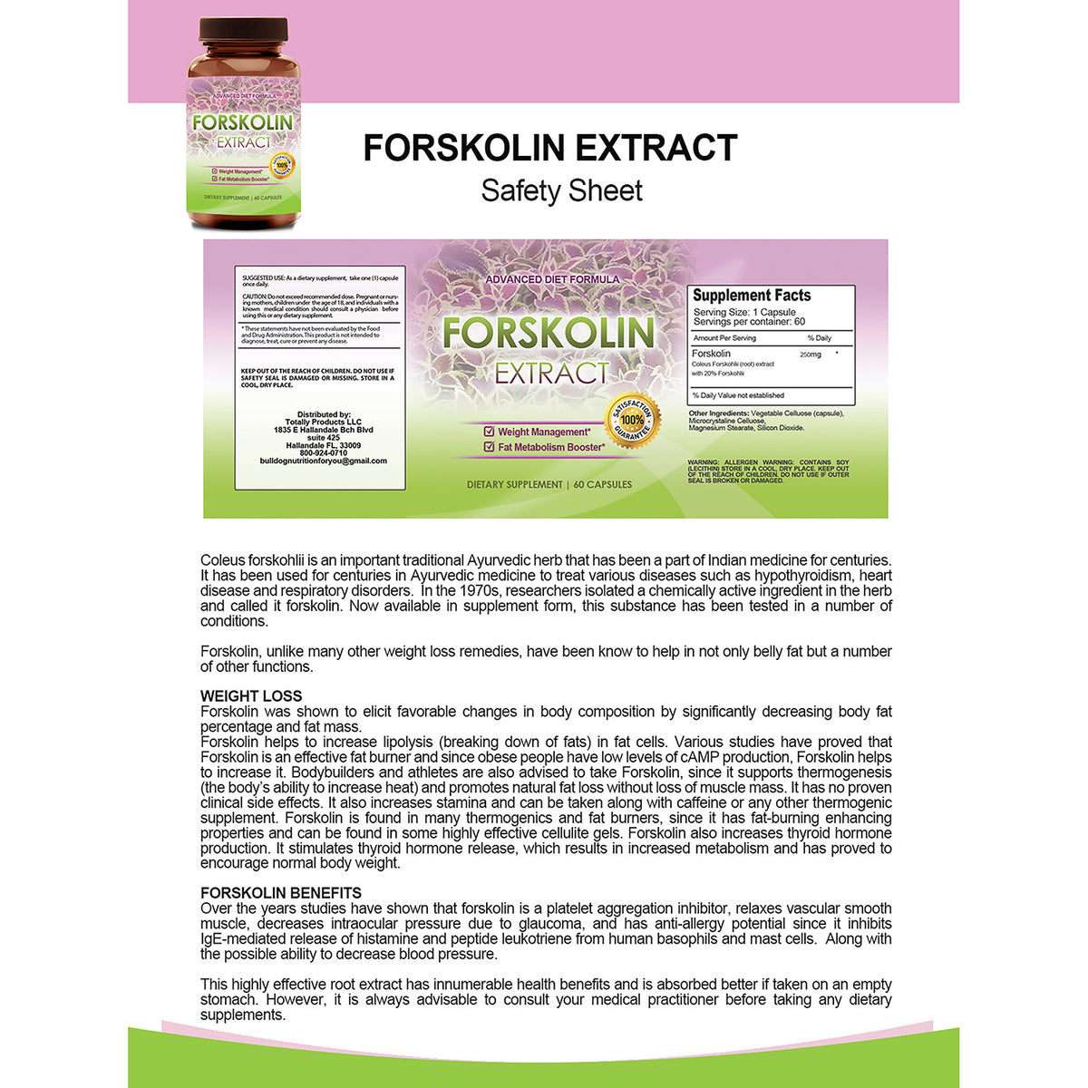 Forskolin Extract for Weight Loss (60 capsules)