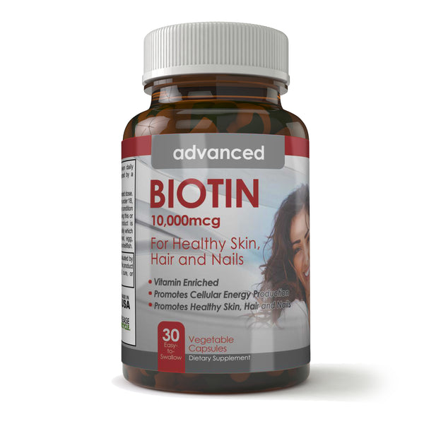 Biotin 10,000mcg for skin, hair and nails (30 veggie ca...