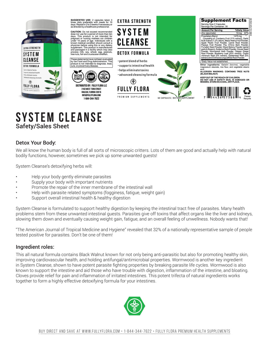 Fully Flora Extra Strength System Cleanse Detox (60 cap...