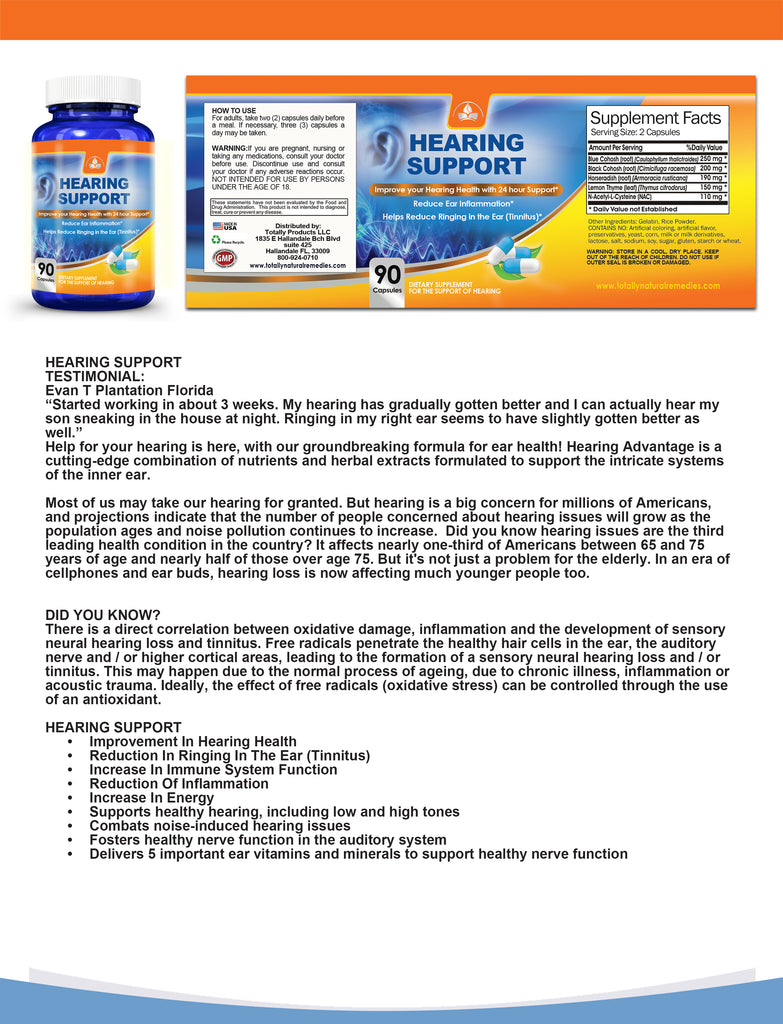 Totally Products Advanced Hearing Support (90 capsules)