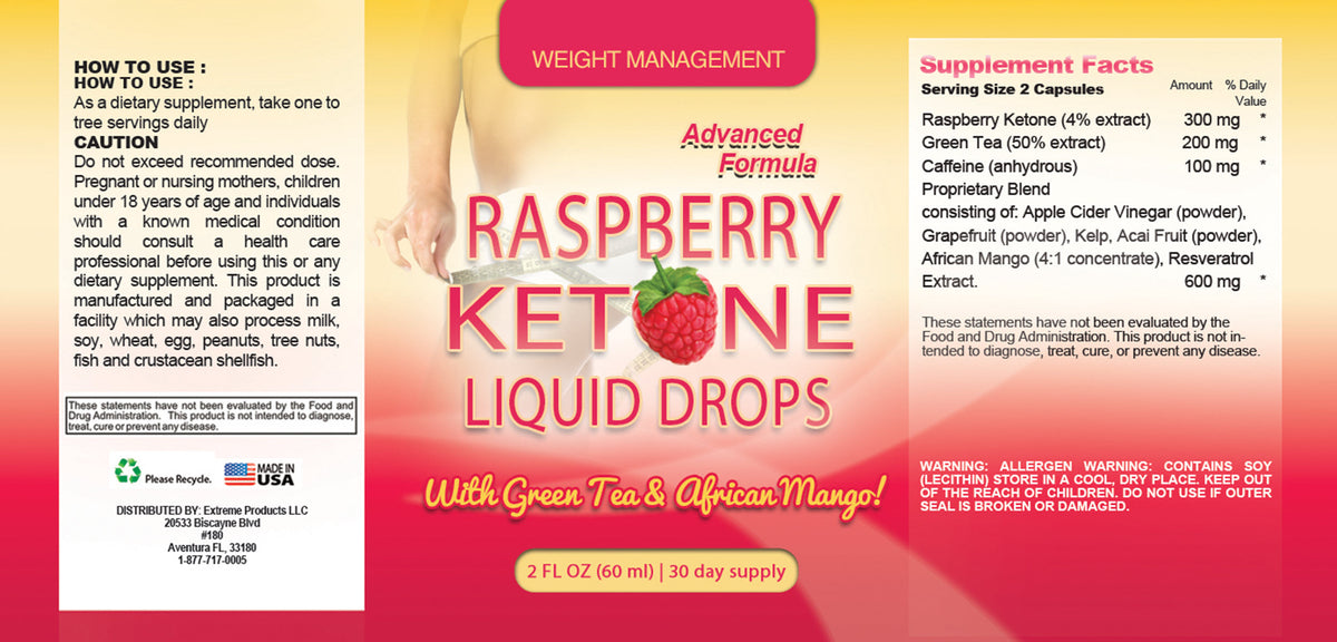 Raspberry Ketones Drops with Green Tea and African Mango