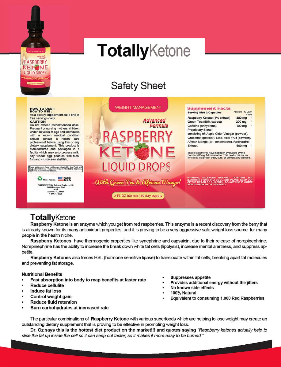 Raspberry Ketones Drops with Green Tea and African Mango
